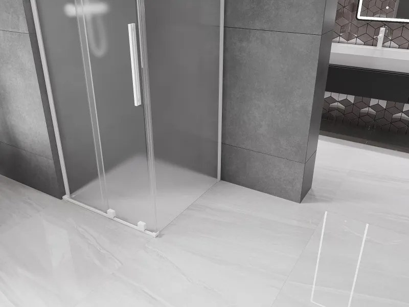 Mexen Velar L, sprchový kout s posuvnými dveřmi 110 x 110 cm, 8mm sklo námraza, bílá matná, 871-110-110-33-20