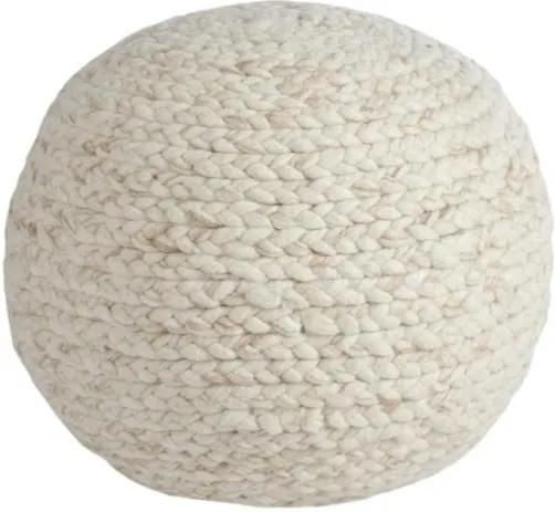 Pletený pouf  Wool beige - Ø 50*35 cm J-Line