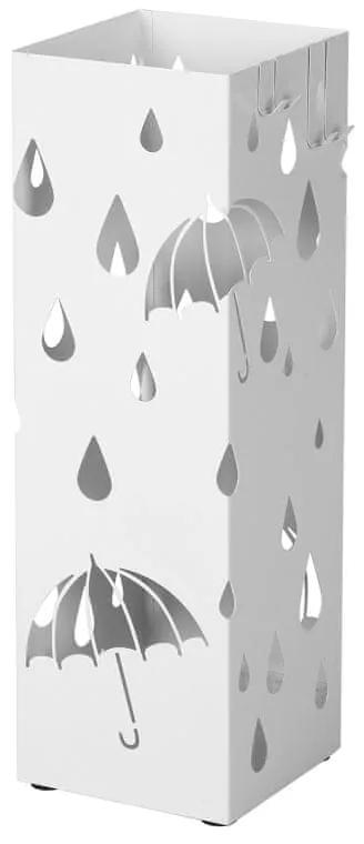 Songmics Stojan na deštníky kovový, bílý, motiv kapky 15,5x15,5x49cm