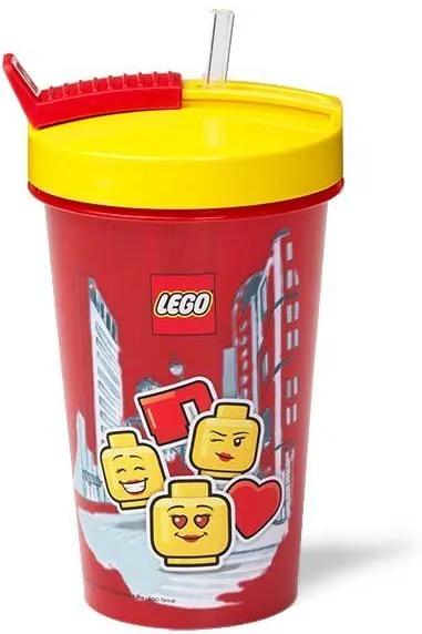 Lego, Kelímek s brčkem Tumbler With Straw ICONIC girl | žlutá/červená