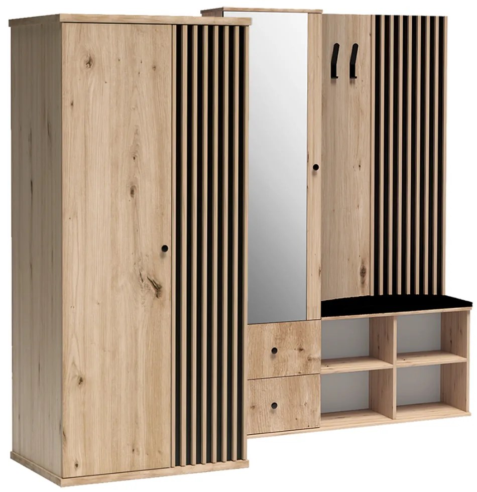 Předsíňová stěna CALI se zrcadlem + skříň C-1 | artisan