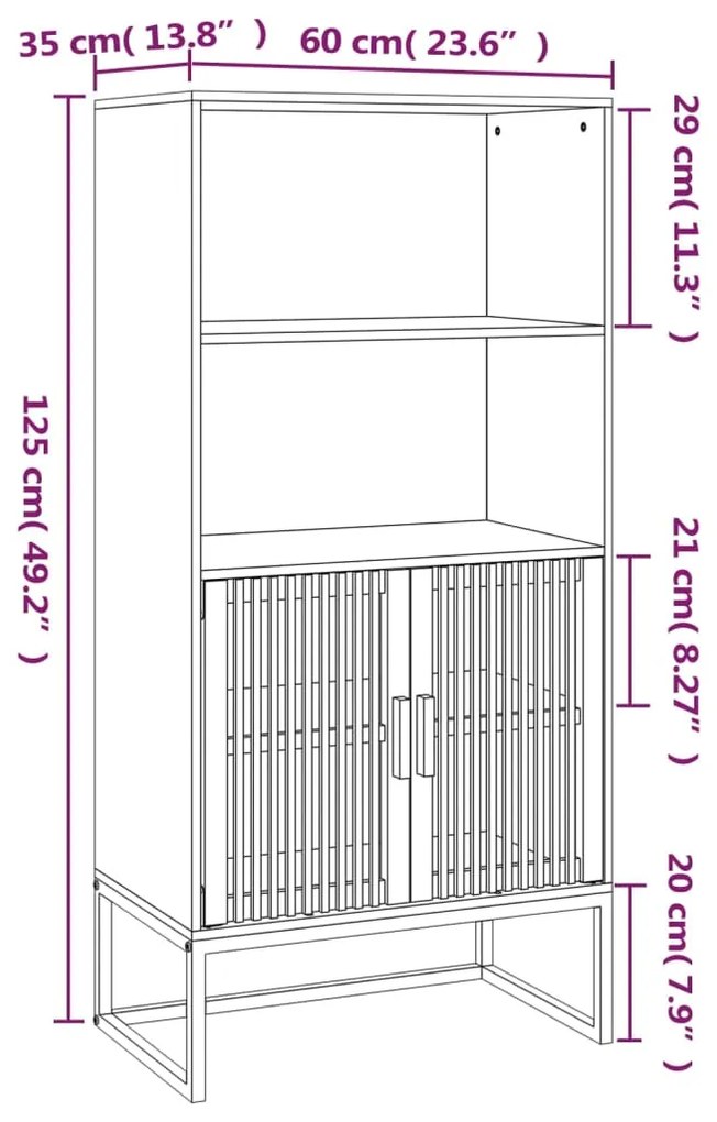 Highboard černý 60 x 35 x 125 cm kompozitní dřevo - Default Title