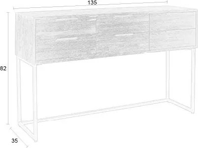Tmavě hnědý konzolový stolek z teakového dřeva 35x135 cm Webster – White Label