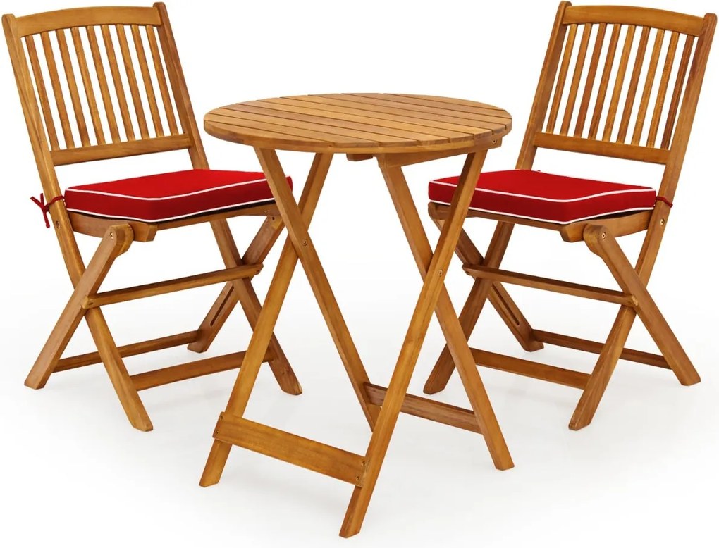 Costway 3-dílný. Terrassenmöbel-Set mit Rundem Tisch a 2 Stühlen a 2 Kissen