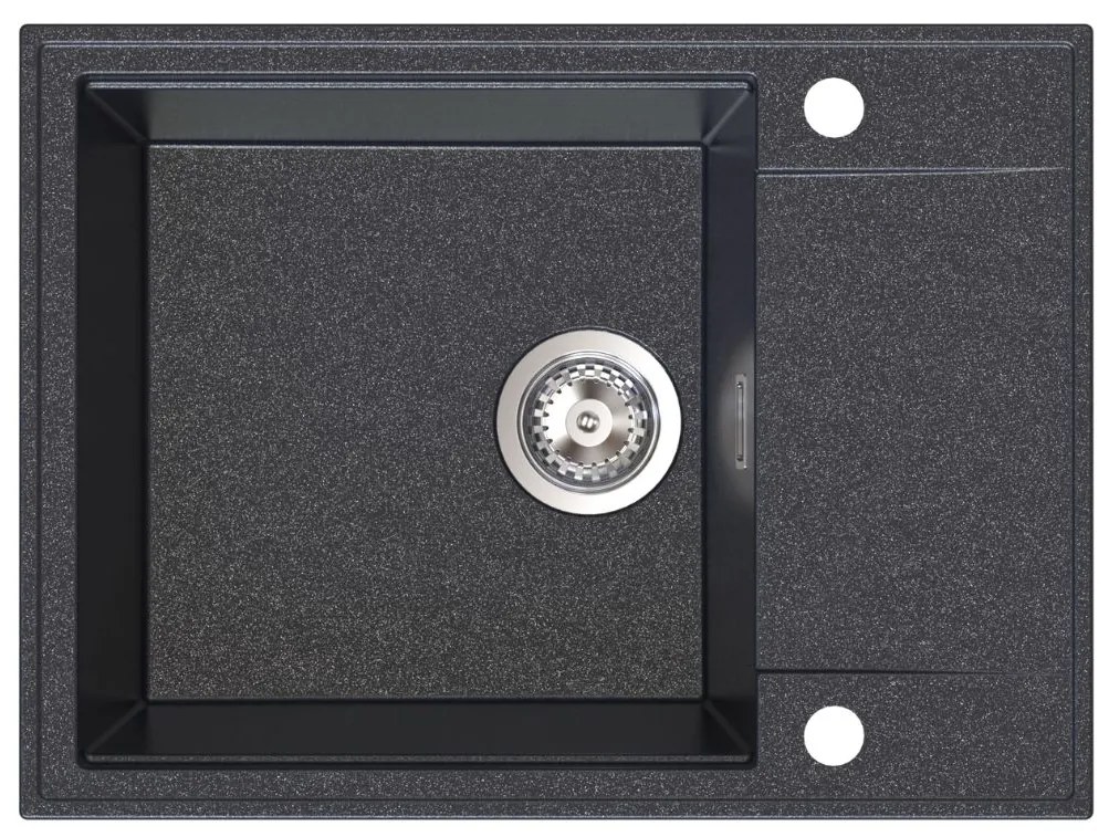 Sink Quality Sink55, kuchyňský granitový dřez 620x460x215 mm, černá skvrnitá, SKQ-SINK.B.1KKO