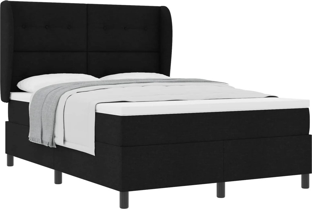 Postel s boxspringem s čelo Černá 140 x 190 cm textil 3340559