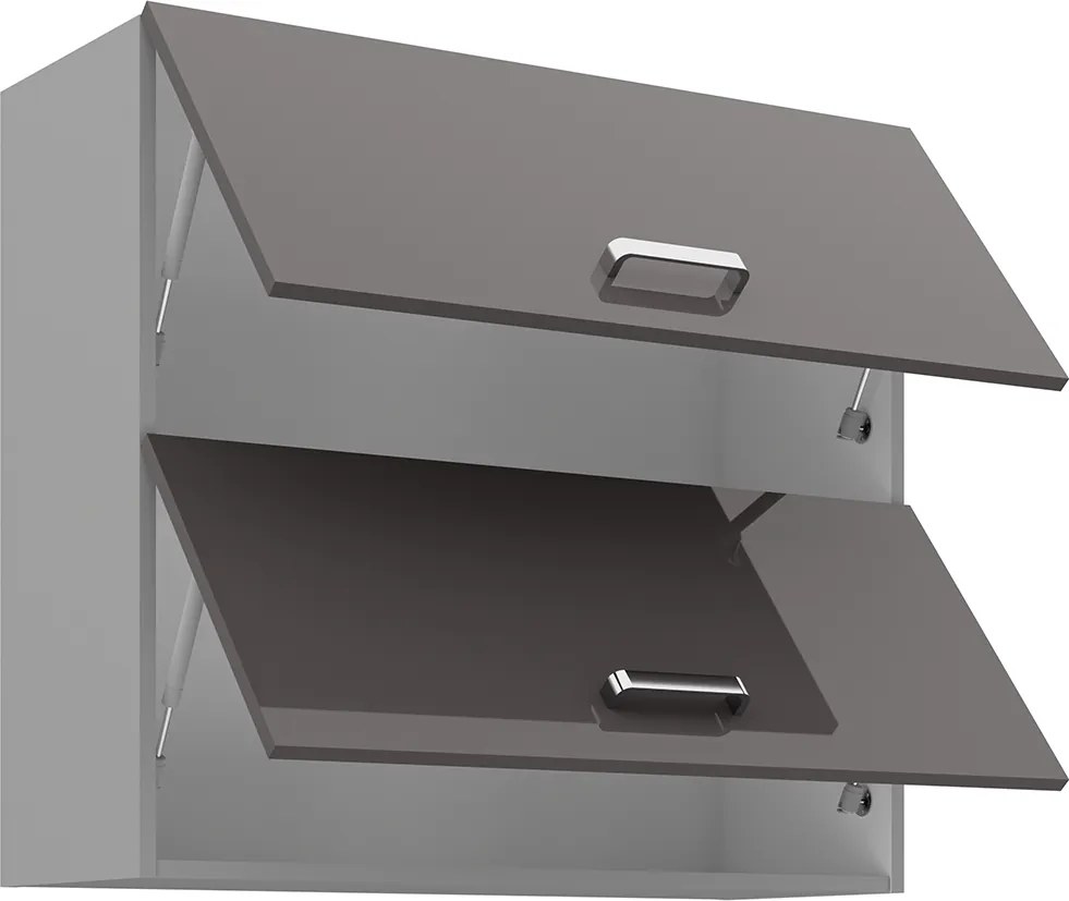 GREY gr | horní skříňka 80 GU-72 2F výklopná | 80 cm | světle šedá/tmavě šedá lesk