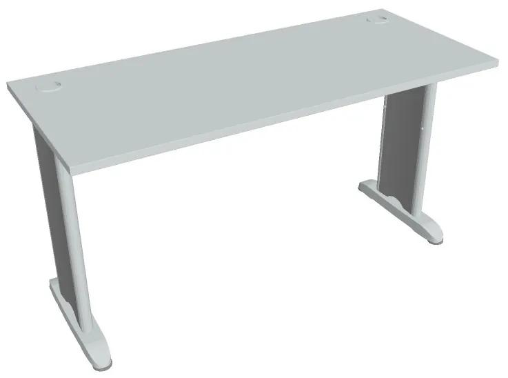 Stůl pracovní rovný 140 cm hl. 60 cm - Hobis Flex FE 1400 Dekor stolové desky: šedá, Barva nohou: Stříbrná