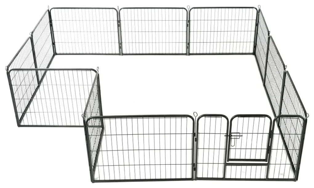 Ohrádka pro psy 12 panelů ocelová 80 x 60 cm černá