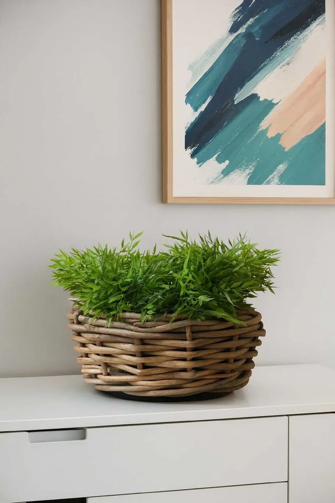 Přírodní koš na rostliny BOJO, ratan, průměr 40 cm, natur