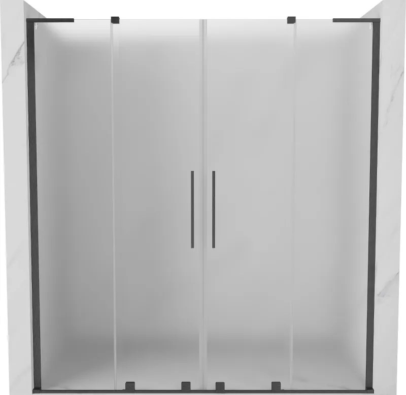 Mexen Velar L Duo, posuvné sprchové dveře do otvoru 180 cm, 8mm sklo námraza, grafit broušený, 871-180-003-32-66