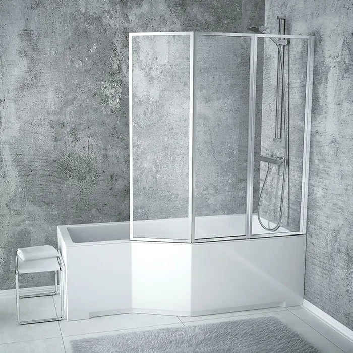 Besco Akrylátová atypická vana s vanovou zástěnou INTEGRA VK 3 150x75 (170x75) Barva: Bílá, Rozměry (cm): 170x75, Orientace: Levá