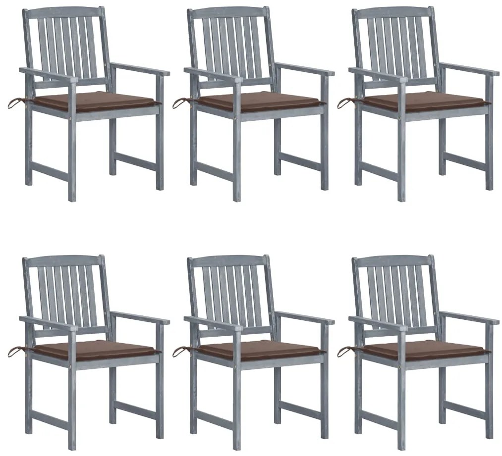 3078215 vidaXL Zahradní židle s poduškami 6 ks masivní akáciové dřevo
