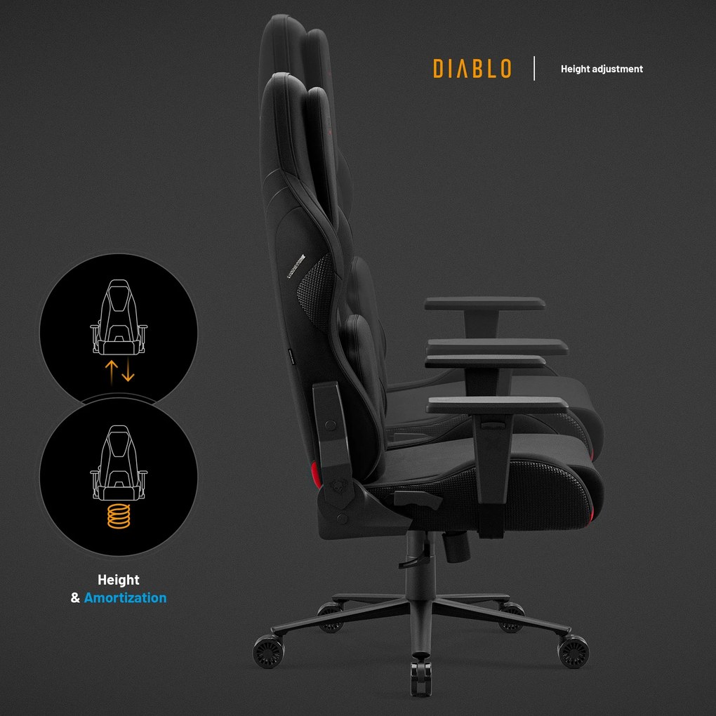Herní židle černá Normal Size: Diablo X-One Prime Burned Black
