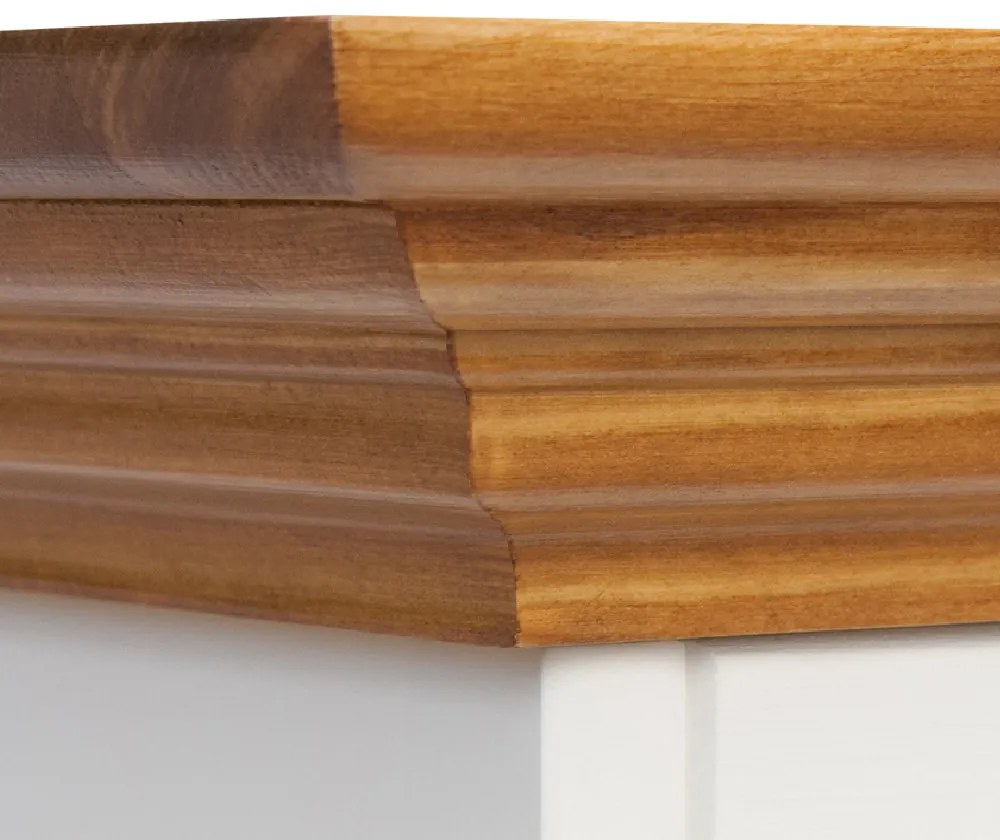 Massive home | Belluno Elegante bílá komoda 3D3S z masivu s dubovou deskou