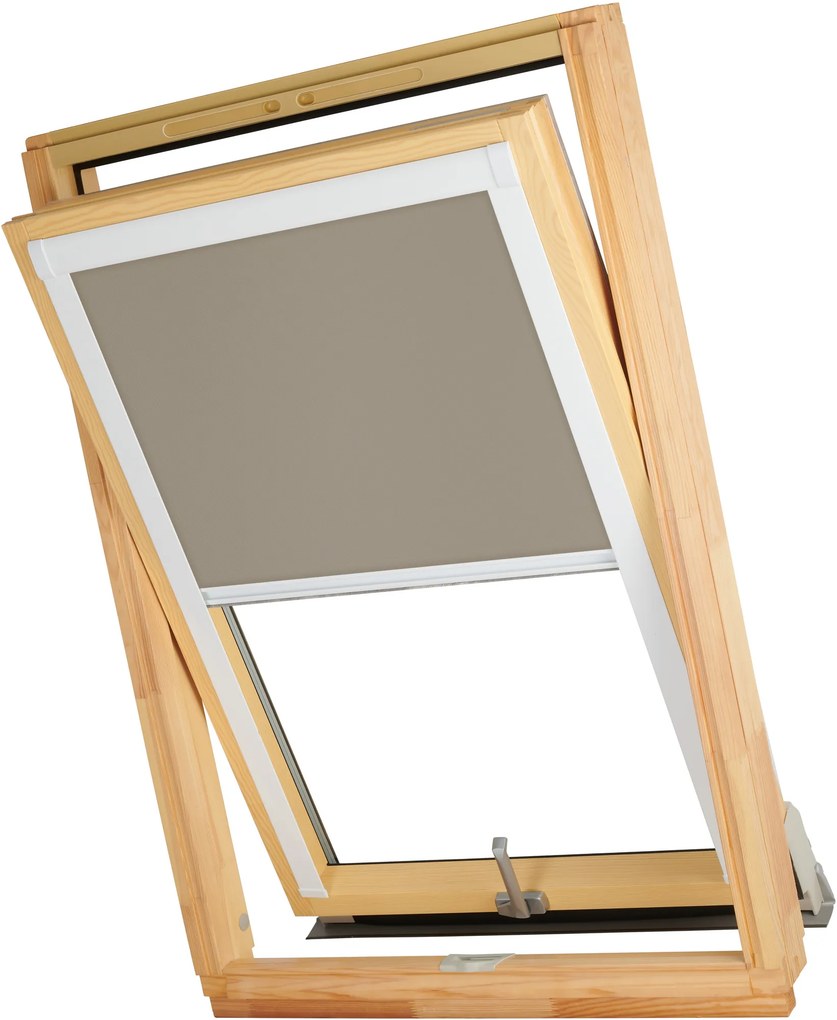 Dekodum Termoizolační roleta na střešní okno typu FAKRO 78x140 Barva látky: Tan Silver, Barva profilu: Bílá