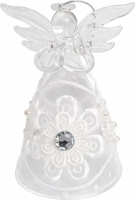 Skleněný anděl 7 × 11 cm čiré sklo