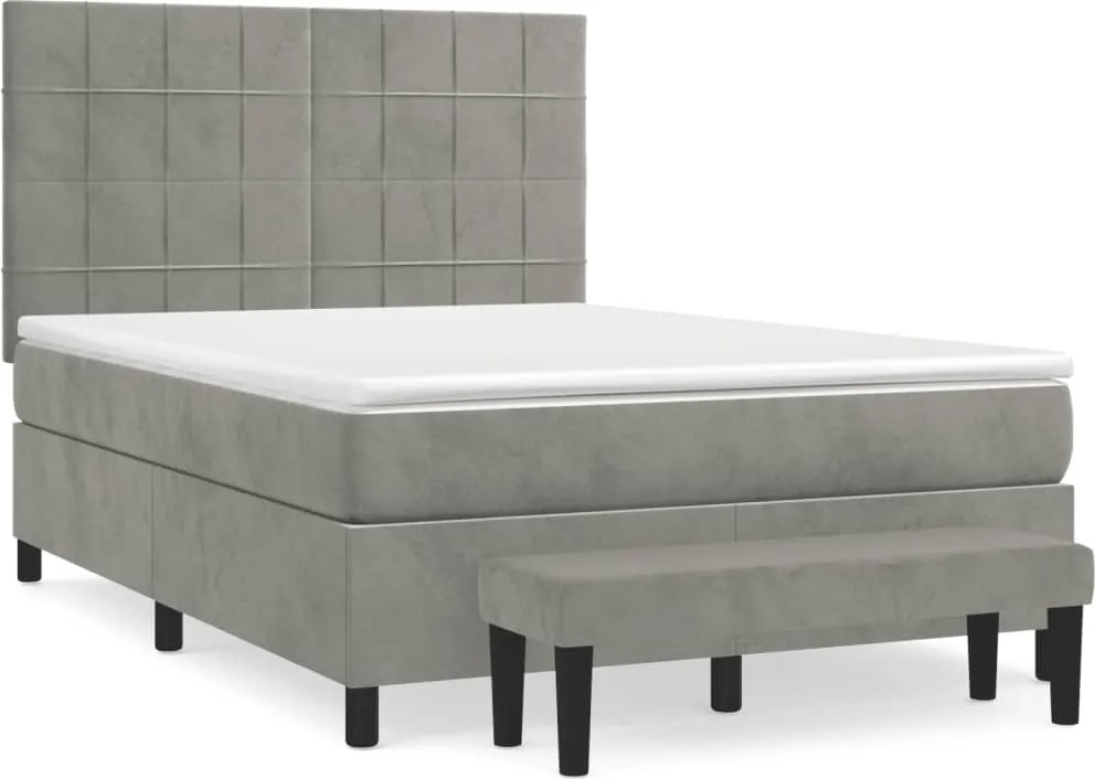 Box spring postel s matrací světle šedá 140x200 cm samet 3137845