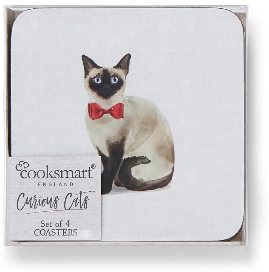 Sada 4 modrých podtácků Cooksmart ® Curious Cats