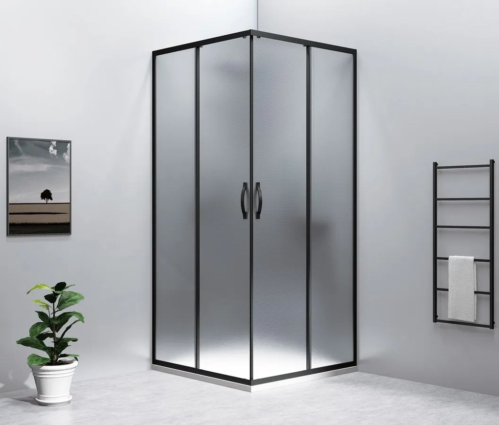 Gelco Gelco, SIGMA SIMPLY BLACK čtvercová sprchová zástěna 900x900 mm, rohový vstup, Brick sklo, GS2490B-02