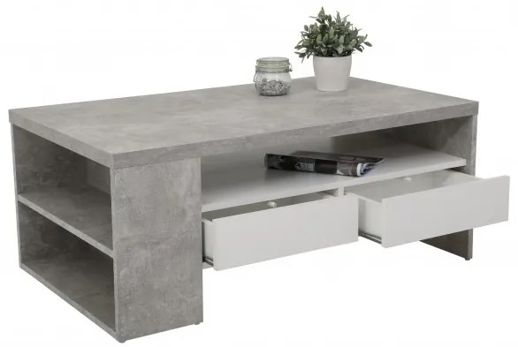 Sconto Konferenční stolek BORIS beton/bílá