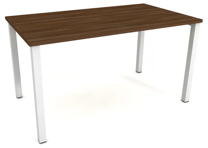 Stůl jednací rovný délky 140 cm - Hobis Uni UJ 1400 Dekor stolové desky: ořech, Barva nohou: bílá