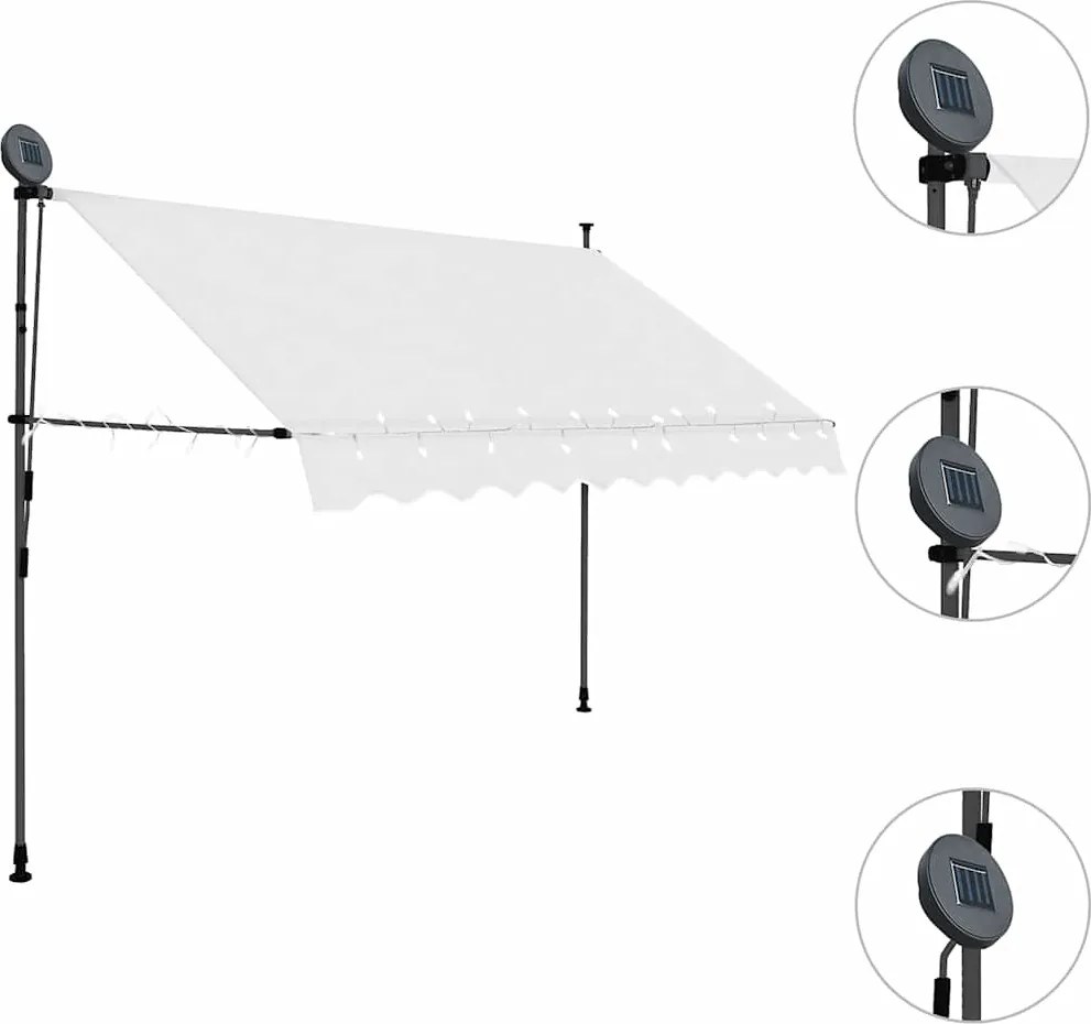 vidaXL Ručně zatahovací markýza s LED světlem 250 cm bílo [145865] Barva: krémová
