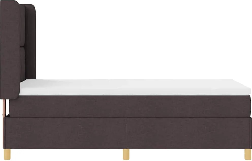 Postel s boxspringem s čelo Tmavě hnědá 90 x 190 cm textil 3341871
