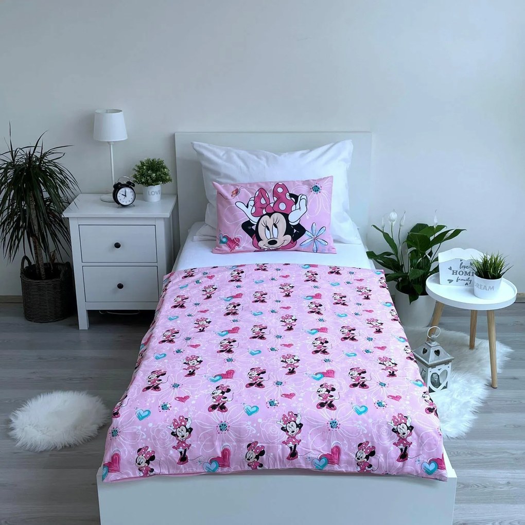 Jerry Fabrics Bavlněné povlečení 100x135 Mini mouse flowers povlak na polštář 40x60 23. srpna