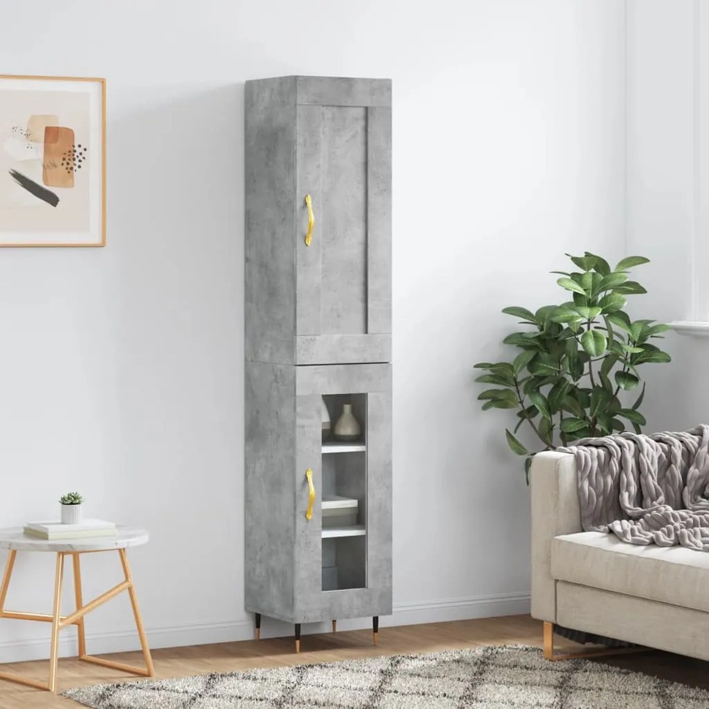 Skříň highboard betonově šedá 34,5x34x180 cm kompozitní dřevo 3200373