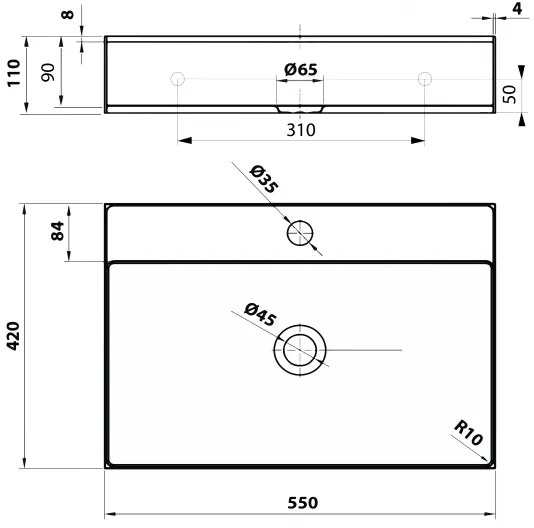 Sapho - Umyvadlo na desku AURUM 55x42 cm broušený nerez