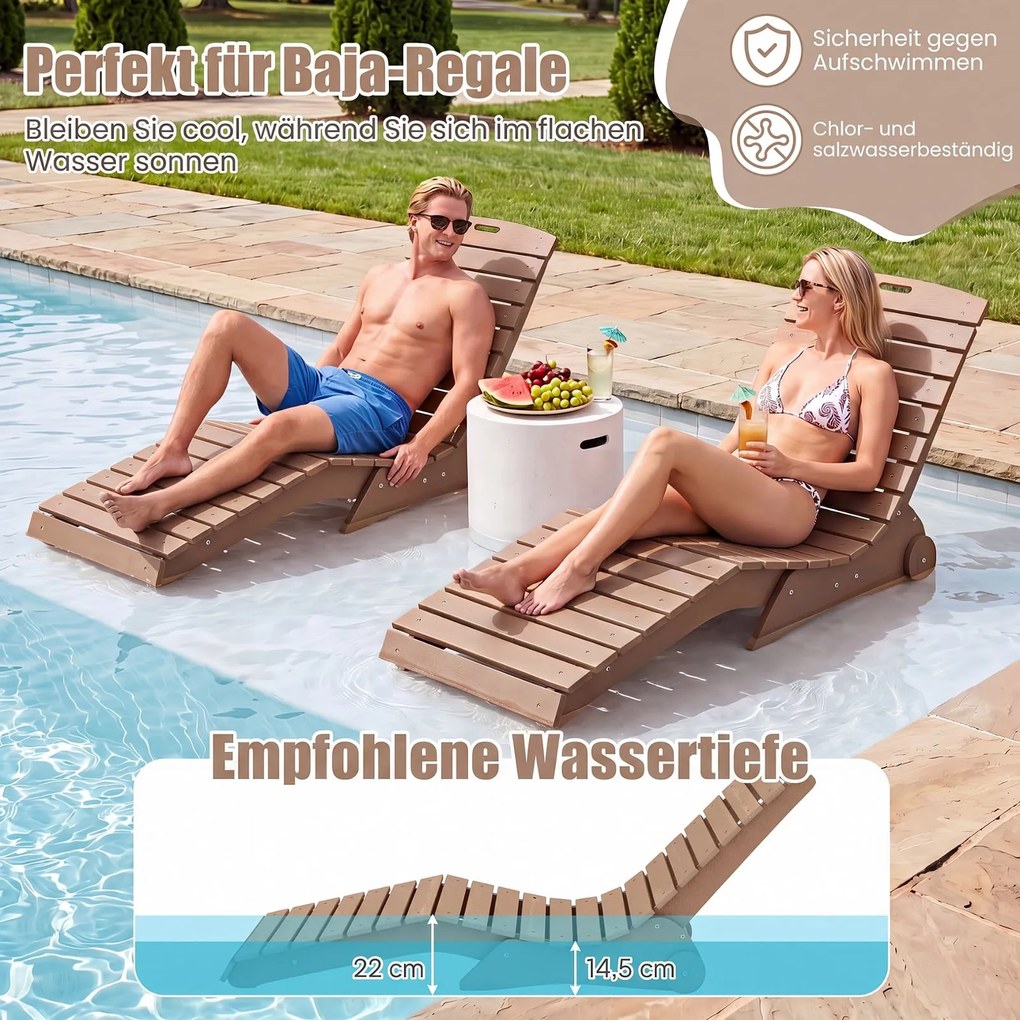 Costway Lehátko z HDPE Ergonomické zahradní lehátko ve tvaru