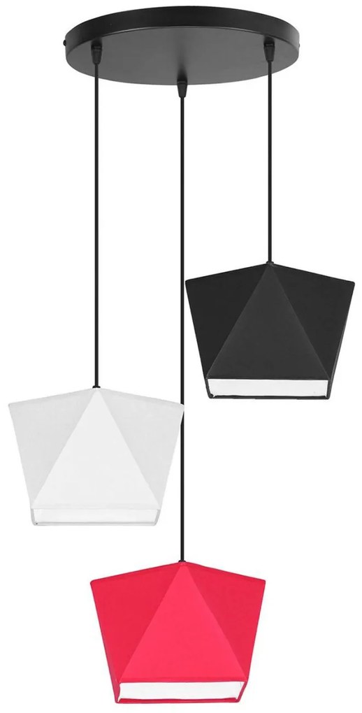 Závěsné svítidlo Diamond, 3x textilní stínítko (mix 6 barev), (výběr ze 3 barev konstrukce), o