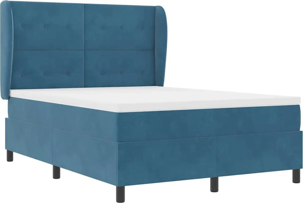 Postel s boxspringem s čelo Tmavě modrá 200 x 140 cm samet 3340932