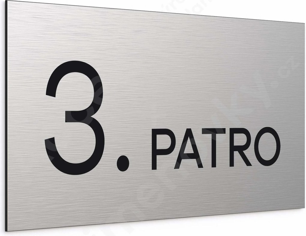 ACCEPT Označení podlaží "3. PATRO" - stříbrná tabulka - černý popis