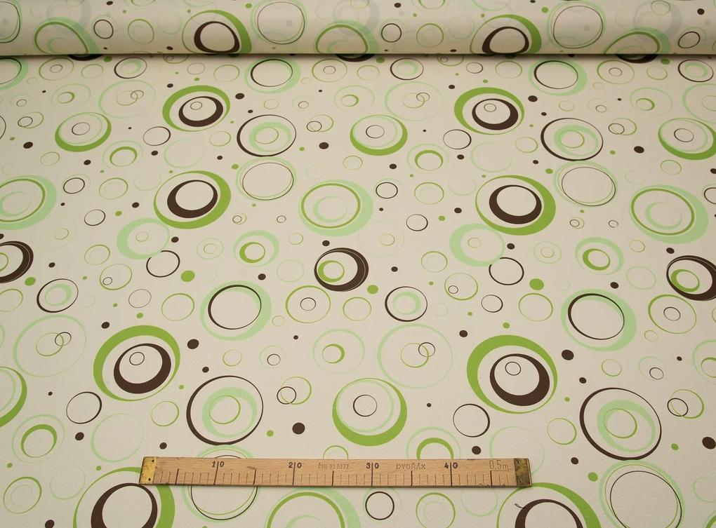 Ubrus teflonový zelené kruhy Rozměry: průměr 130, Tvar: Kulatý