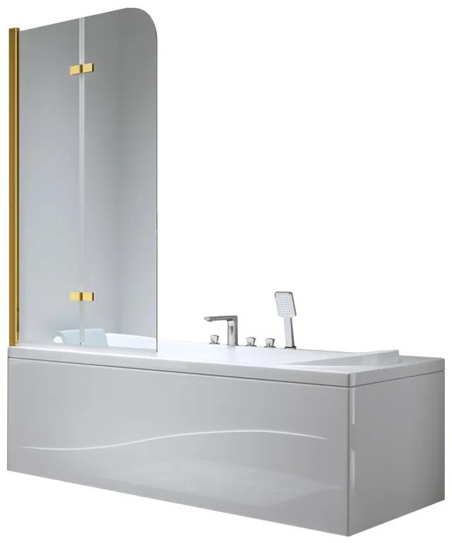 BPS-koupelny Dvoudílná vanová zástěna HYD-PR04 80x140 zlatá/transparent