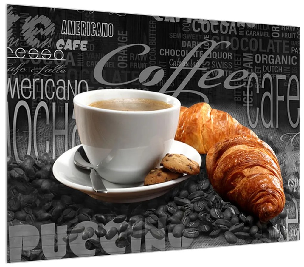 Obraz kávy a croissantů (70x50 cm)