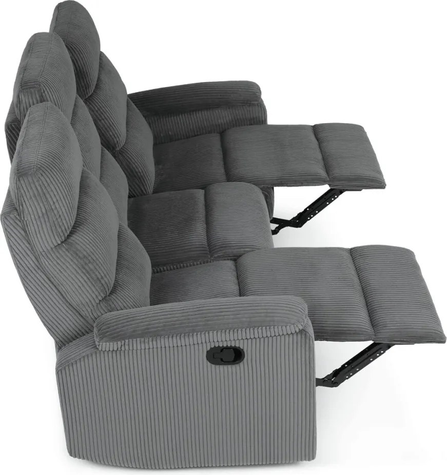 Sedací souprava, polohovací, šedá, manšestrová látka, ASD-C5981 GREY6