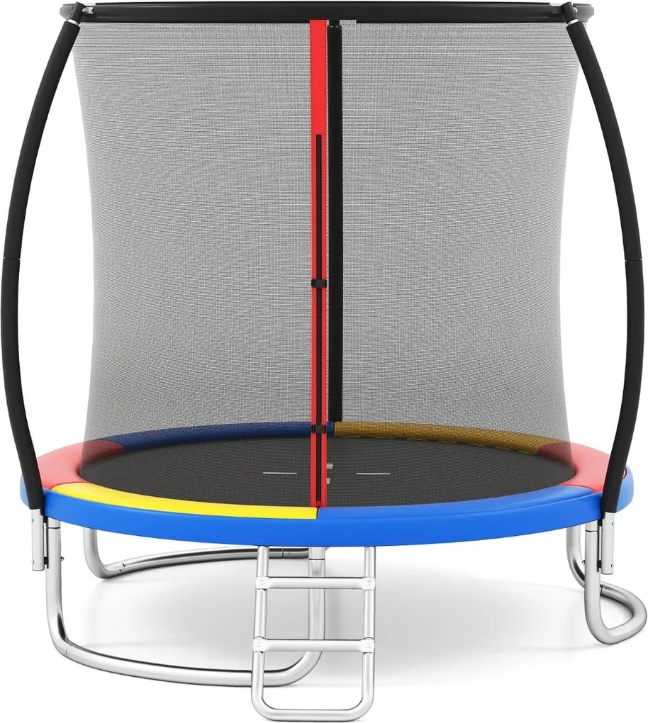 Costway Trampolína Ø244 cm se žebříkem a ochrannou sítí kulatá