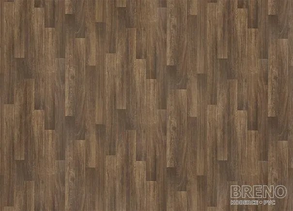 Breno PVC XTREME Natural Oak 369M – tmavě hnědé dřevo, šíře 400 cm