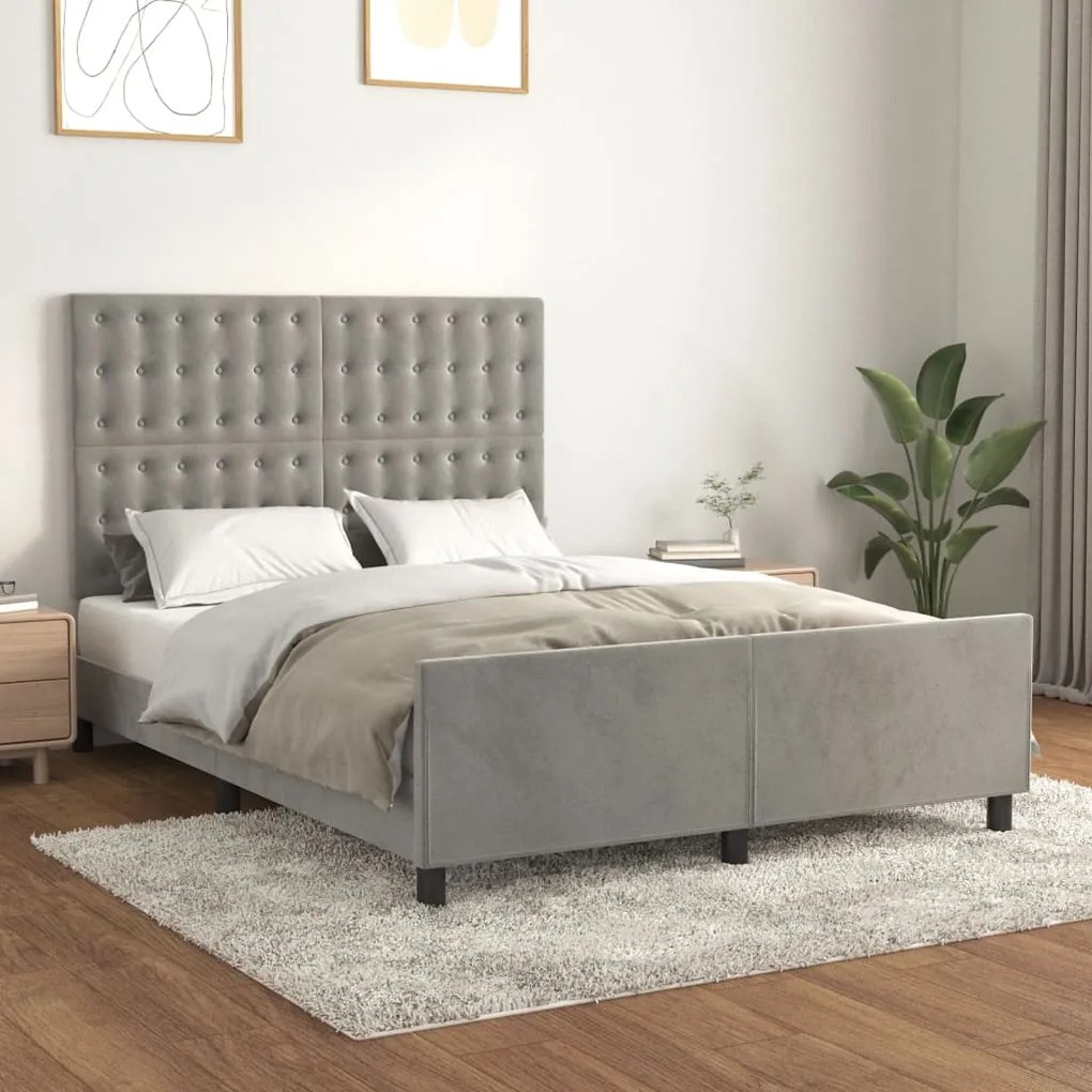 Rám postele bez matrace světle šedý 140 x 190 cm samet 3125995