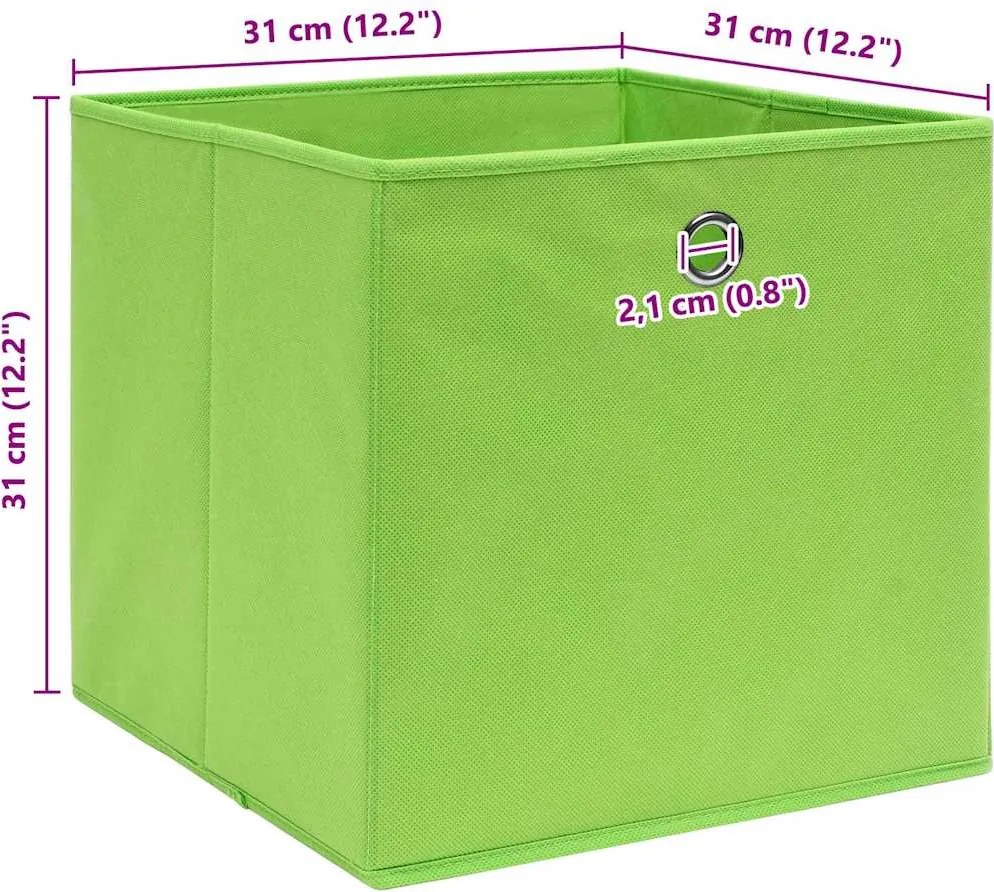 Úložné boxy 4 ks zelené 32 x 32 x 32 cm textil 288369