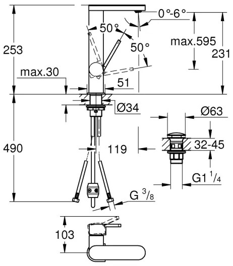 GROHE 23844003 - Umyvadlová baterie PLUS velikost L lesklý chrom