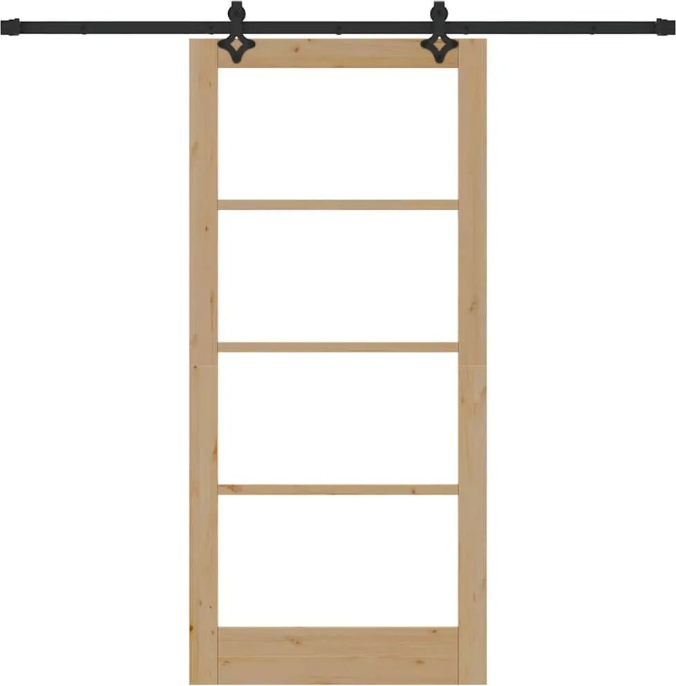 Posuvné dveře Přírodní 93 x 202 cm Masivní borové dřevo a sklo 3332315