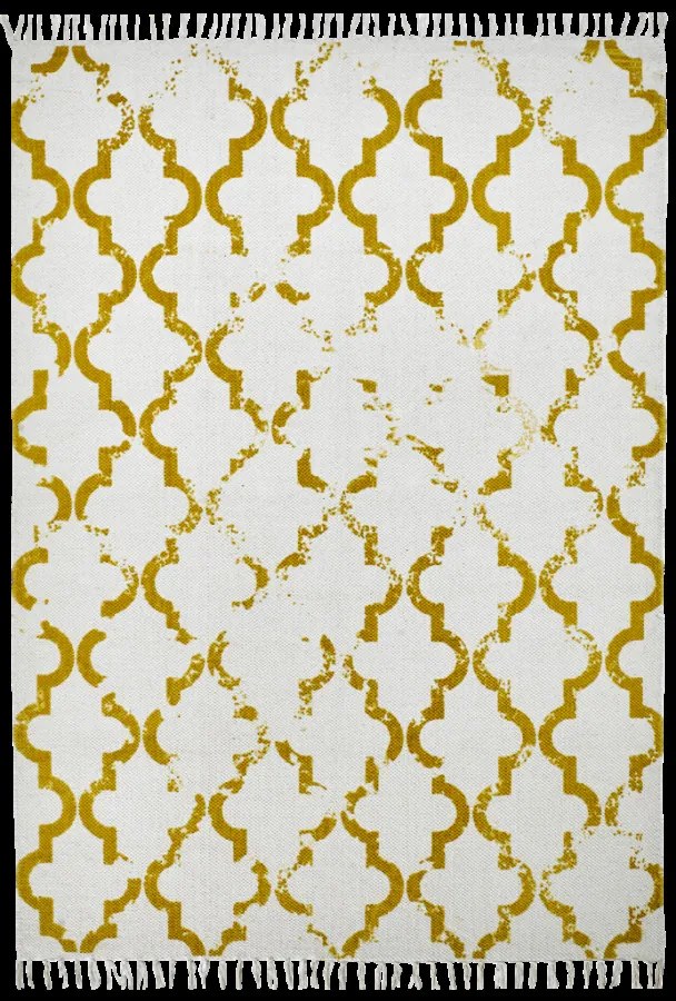 Hans Home | Ručně tkaný kusový koberec Stockholm 341 MUSTARD, žlutobílý - 200x290