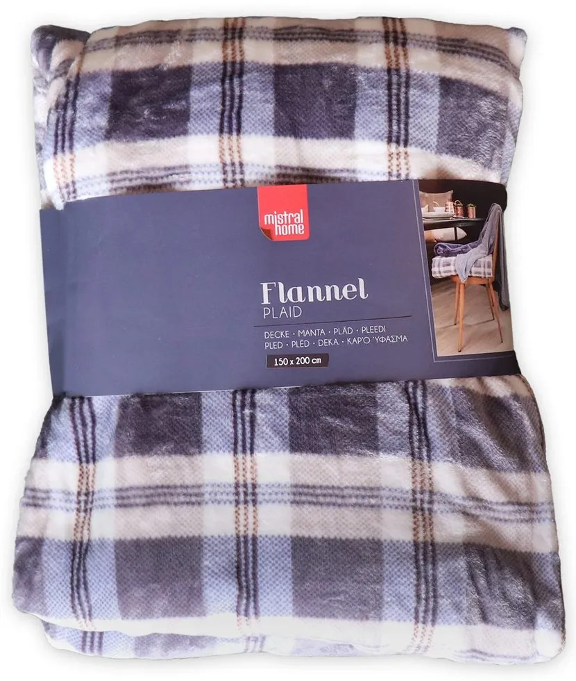 Mistral home Pléd Mistral Home Flannel printed Navy check modrá 150x200 cm
