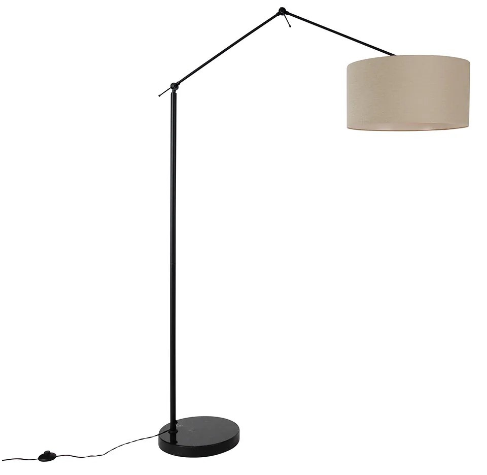 Stojací lampa černá s světle hnědým stínítkem 50 cm nastavitelná - Editor