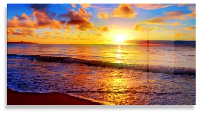Skleněný obraz 130x70 - Východ slunce nad mořem (EXTRA - s vyvrtanými dírami) - Sablo.cz