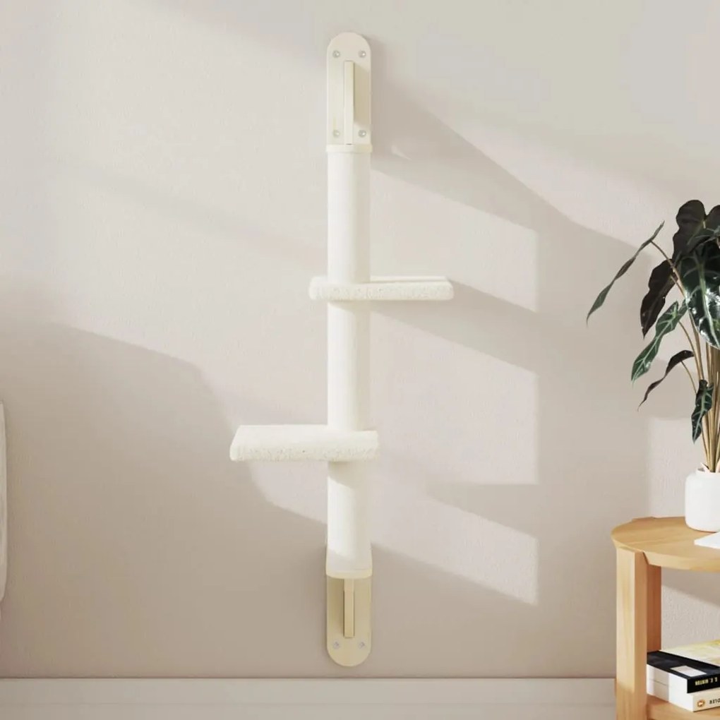 Nástěnné škrabadlo pro kočky se sloupkem krémové 108 cm 172410